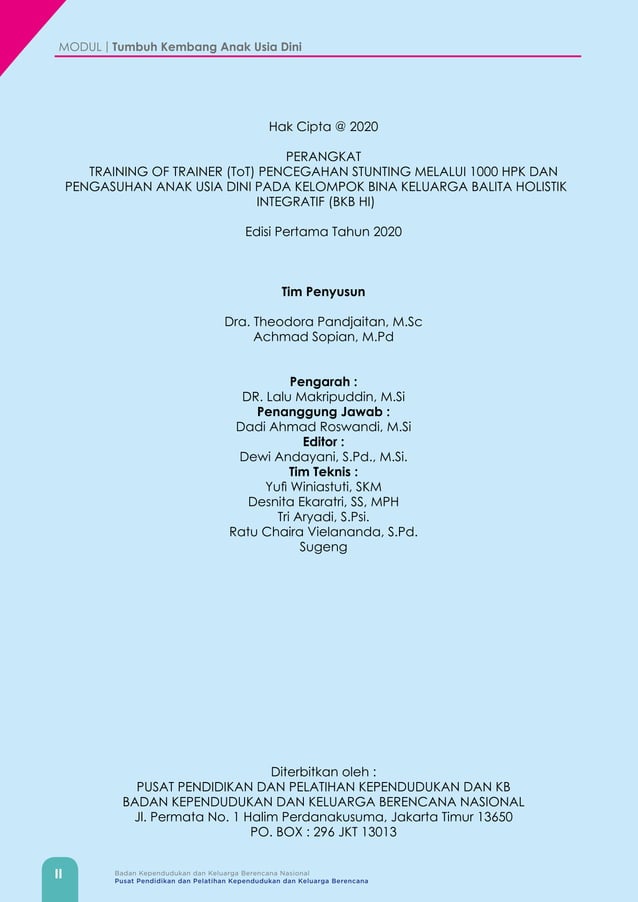 Modul tumbuh kembang anak usia dini bkkbn rev4 | PDF