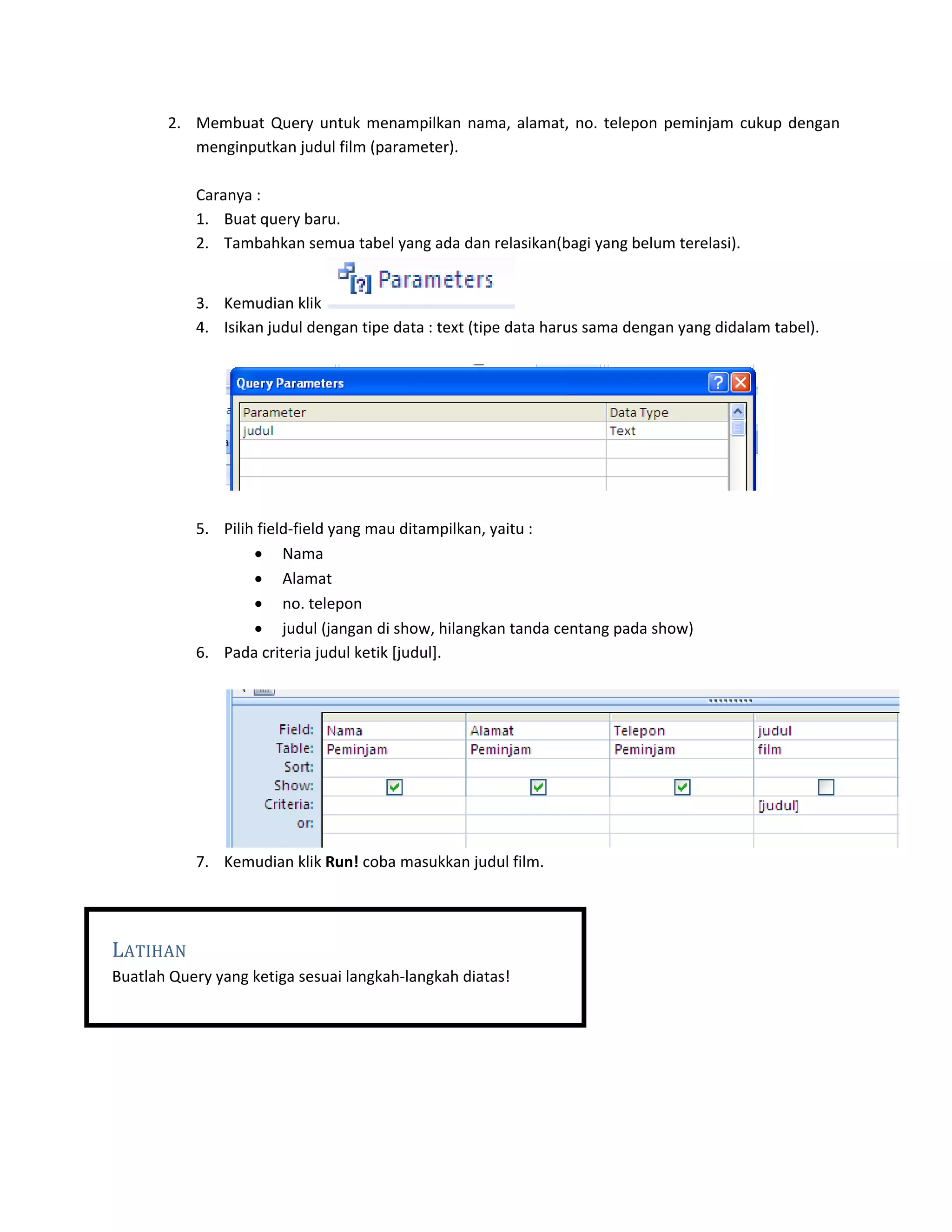 Modul tutorial ms access 2007 (menengah) | PDF