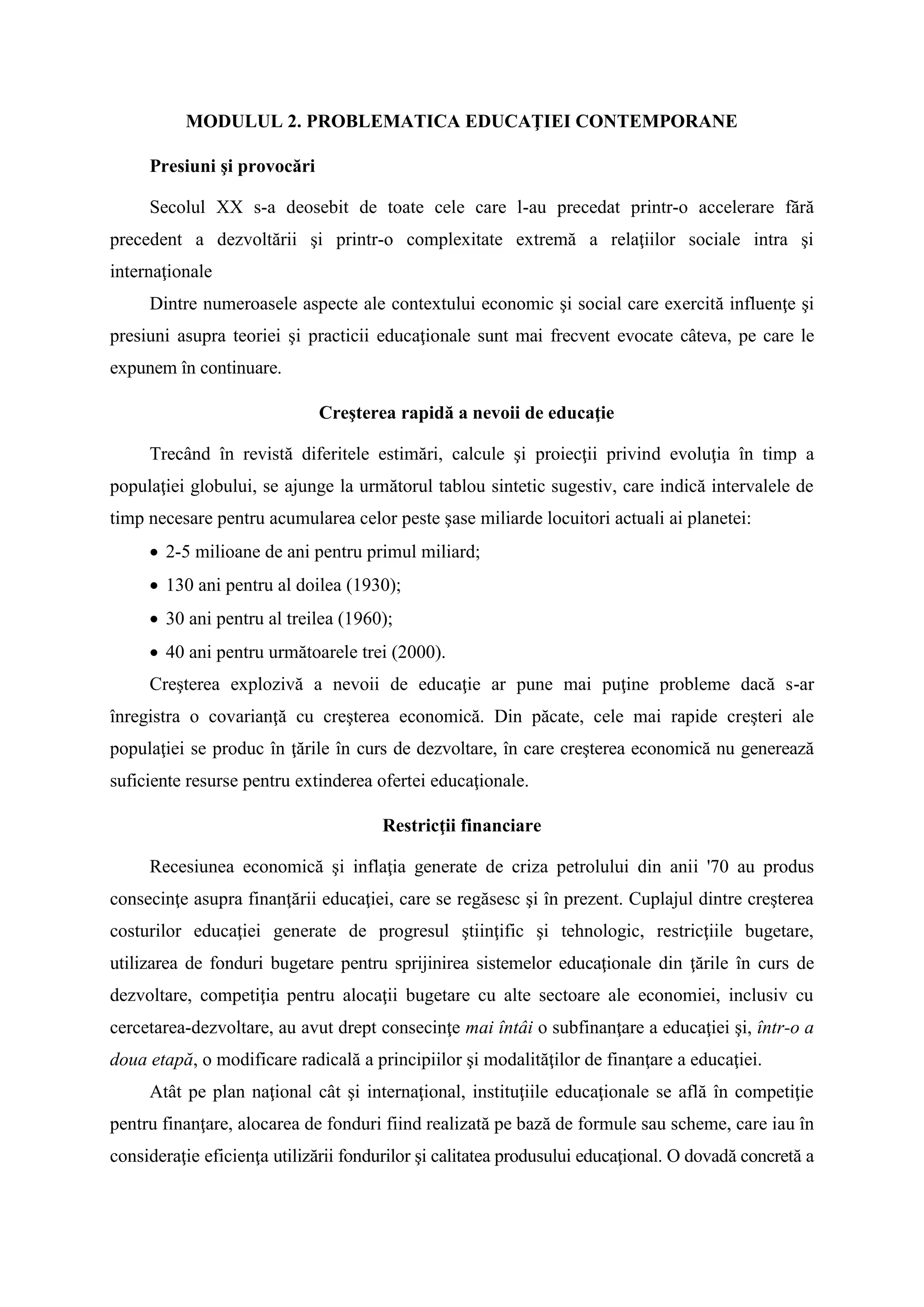 Modulul 2. problematica educatiei contemporane | PDF