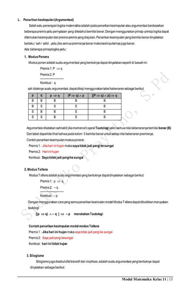Modul Logika Matematika Lengkap | DOCX