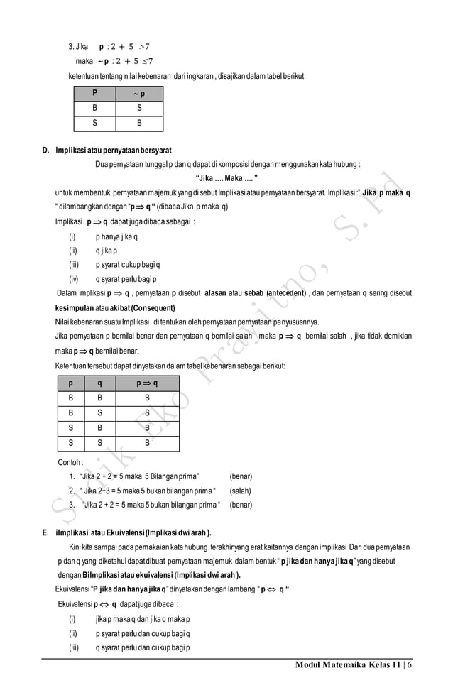 Modul Logika Matematika Lengkap | DOCX