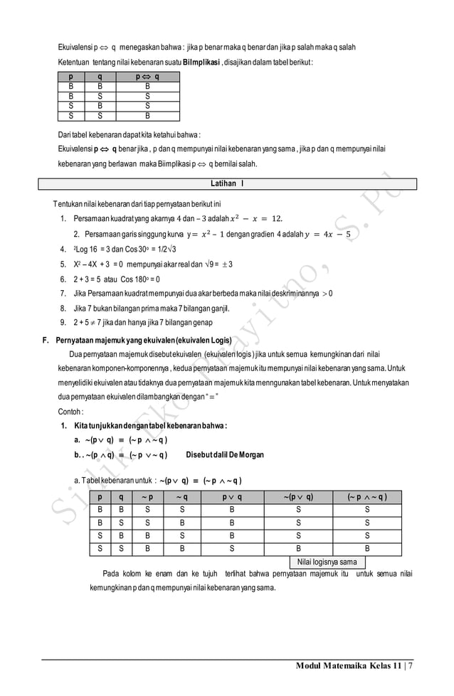 Modul Logika Matematika Lengkap | DOCX