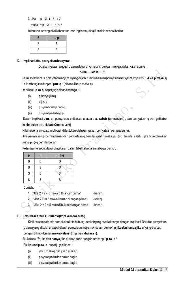 Materi Logika Matematika Kelas 11 Kurikulum 2013 Pdf
