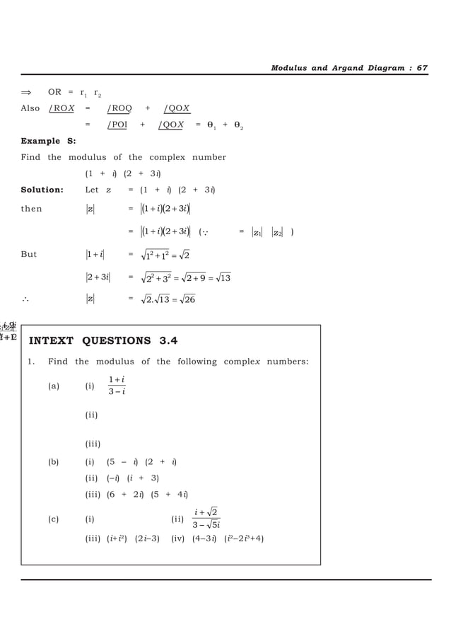 Modulus And Argand Diagram | Pdf