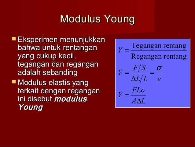 Modulus elastis, tegangan, regangan