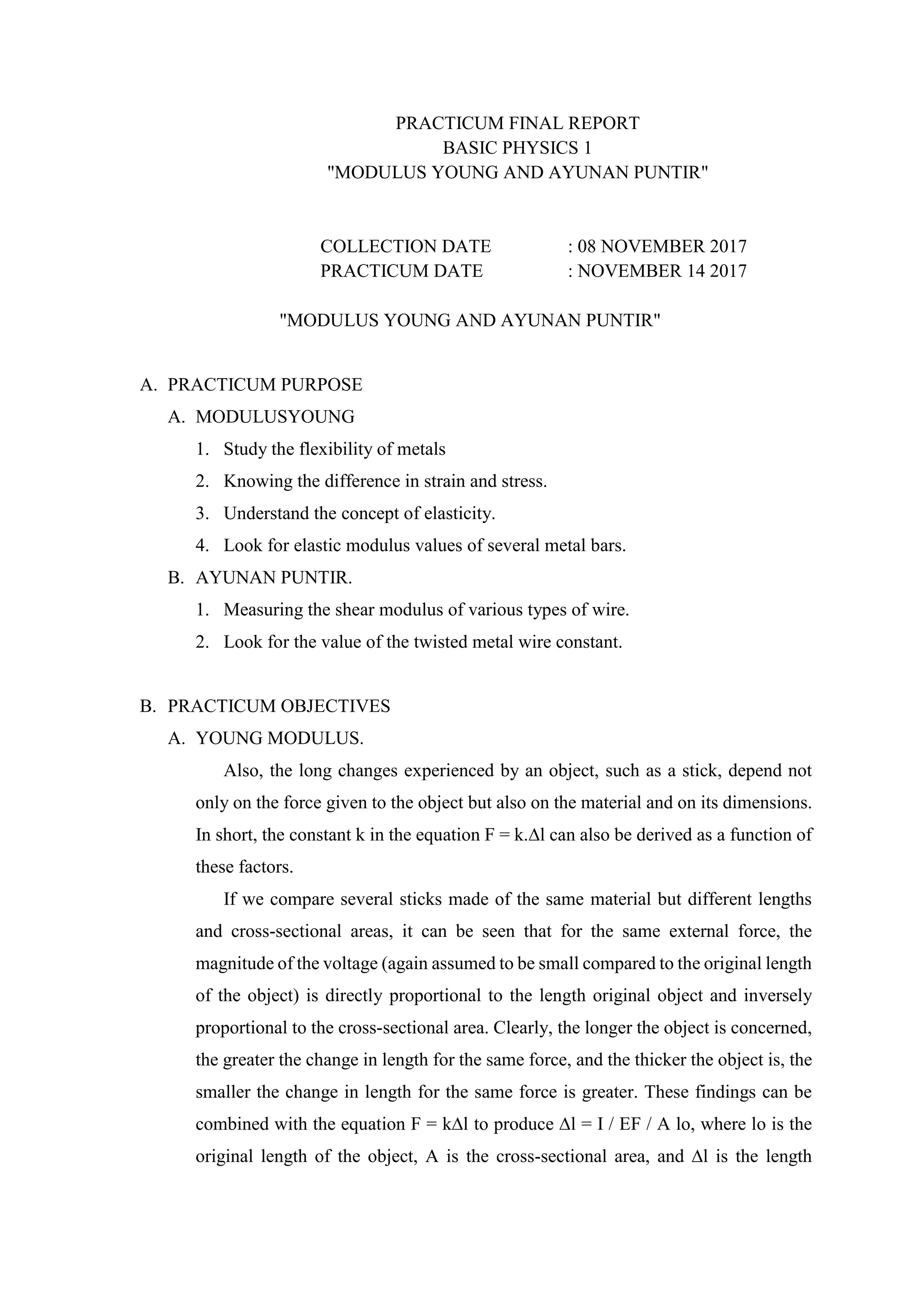 Modulus young and ayunan puntir | PDF