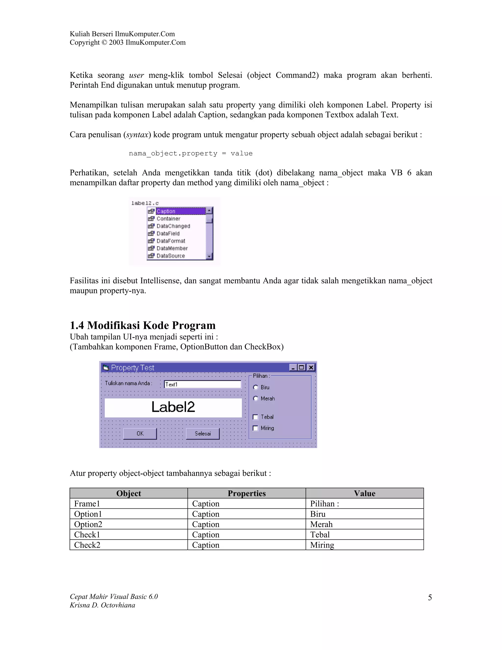 Modul visual basic (krisna 02) | PDF