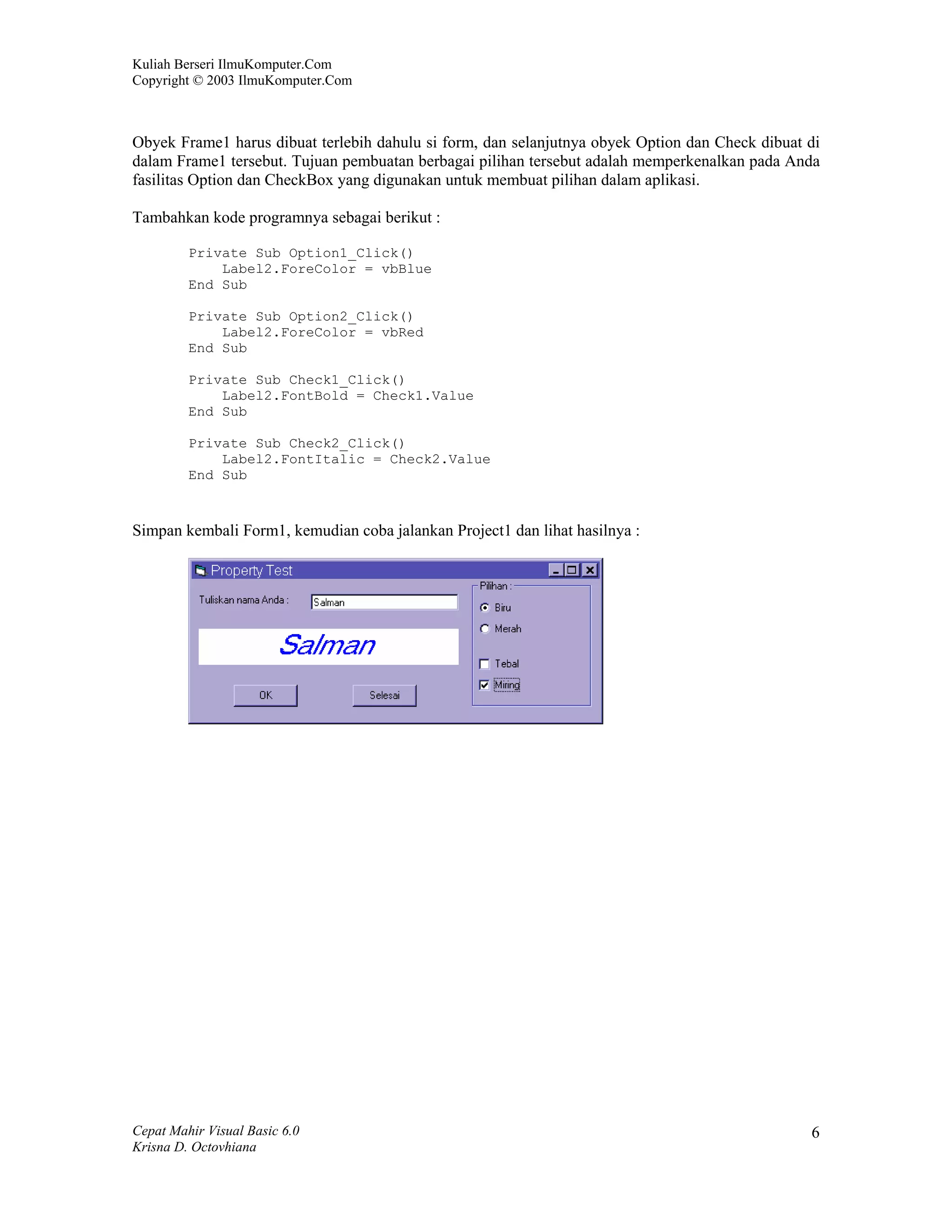 Modul visual basic (krisna 02) | PDF