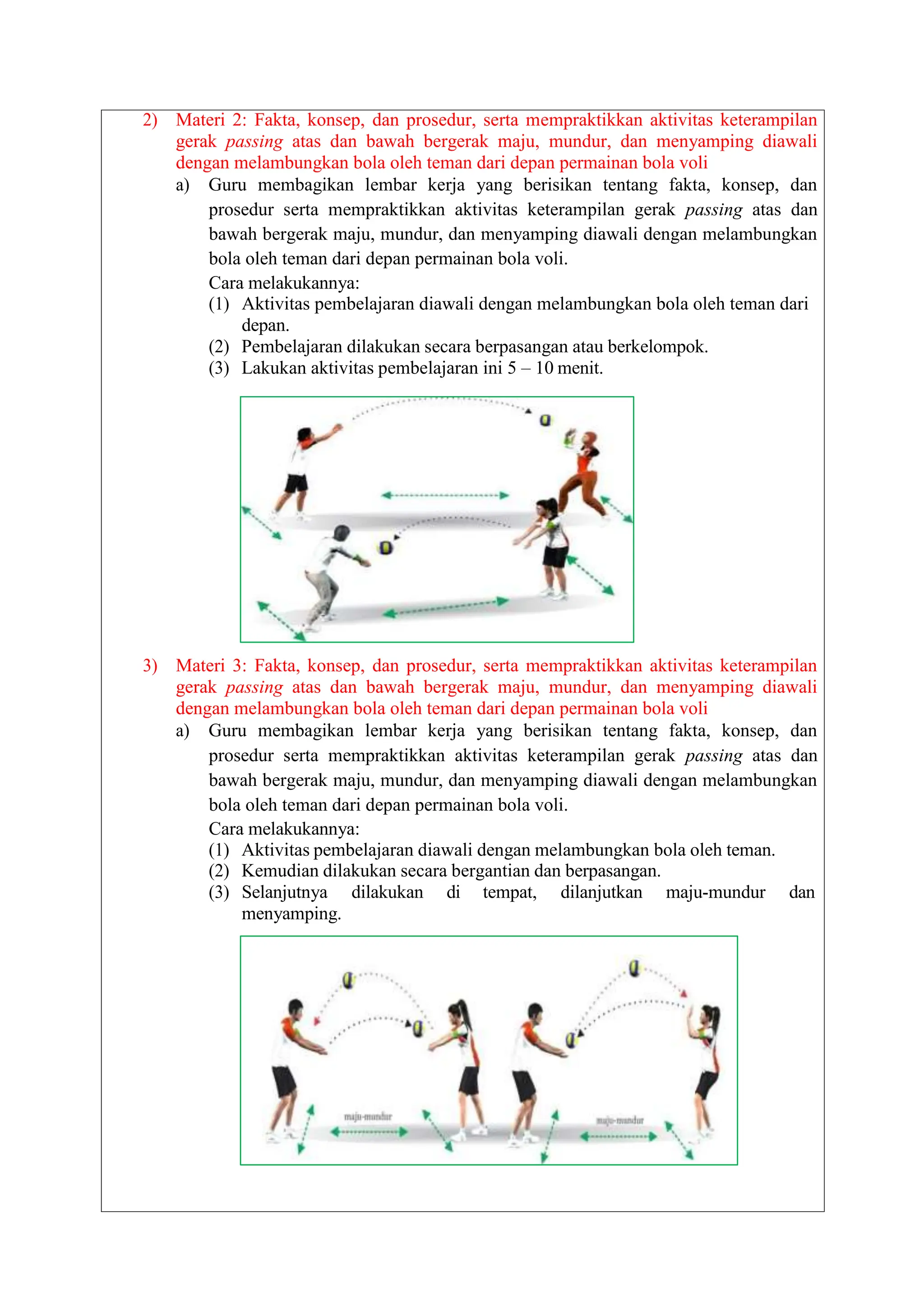 modul PJOK materi pembelajaran permainan bola voli smk kelas 10 | DOCX