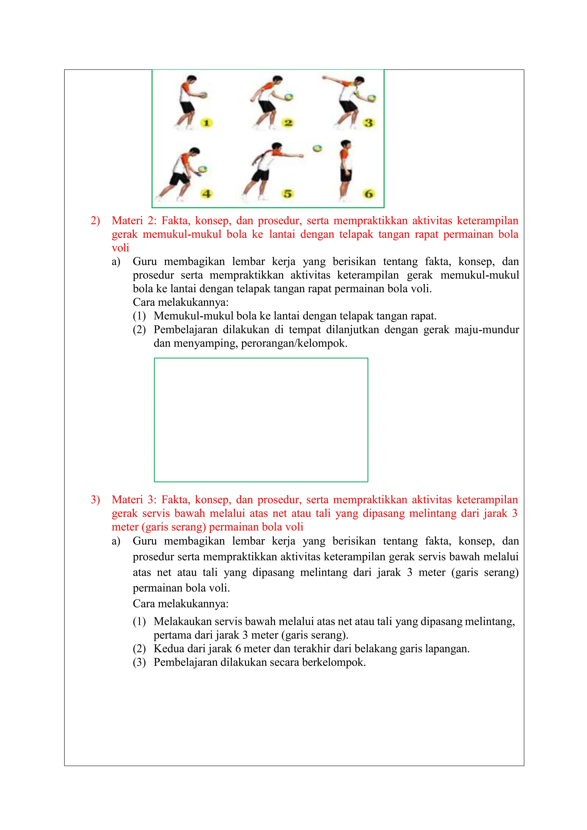 modul PJOK materi pembelajaran permainan bola voli smk kelas 10 | DOCX