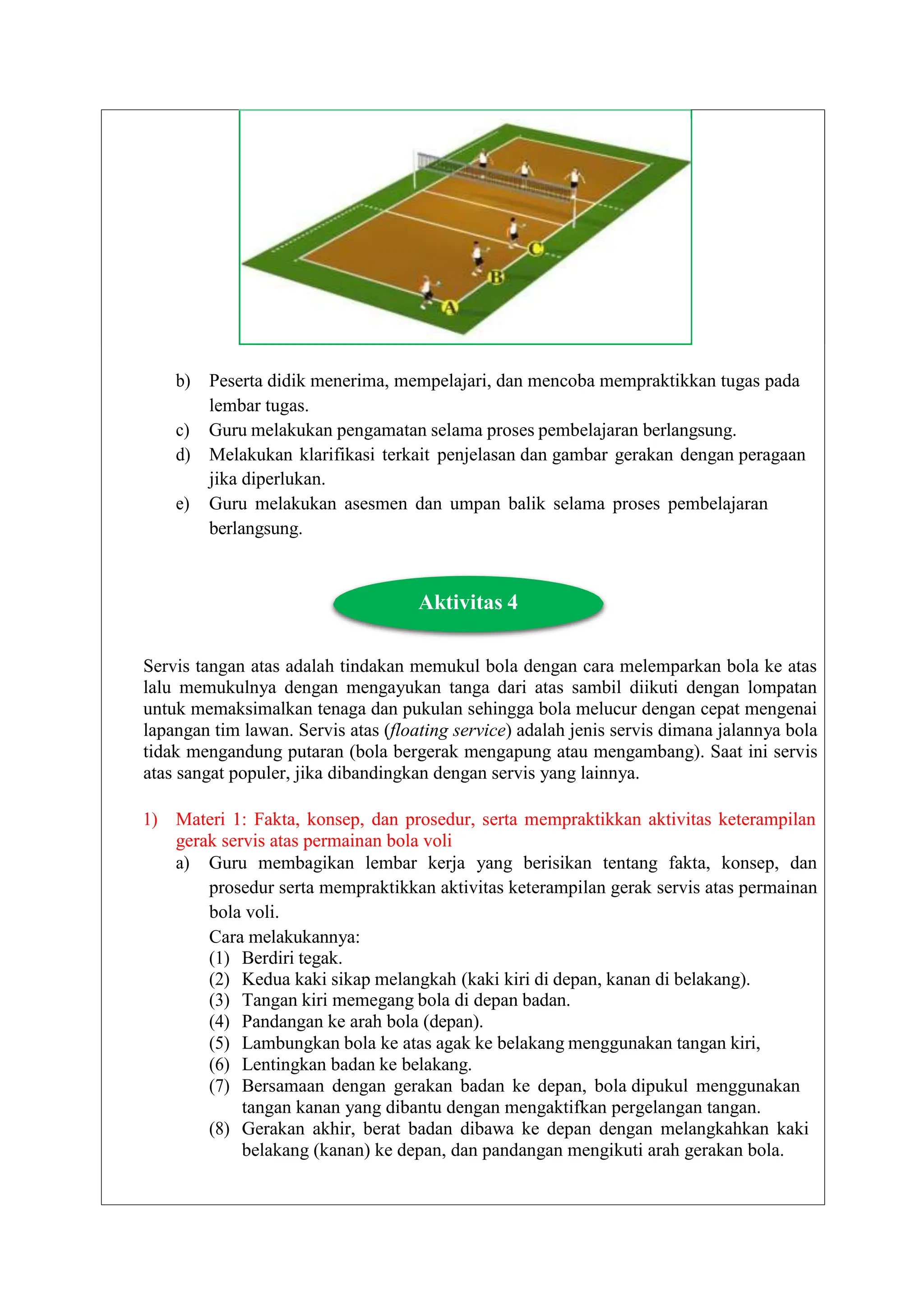 modul PJOK materi pembelajaran permainan bola voli smk kelas 10 | DOCX