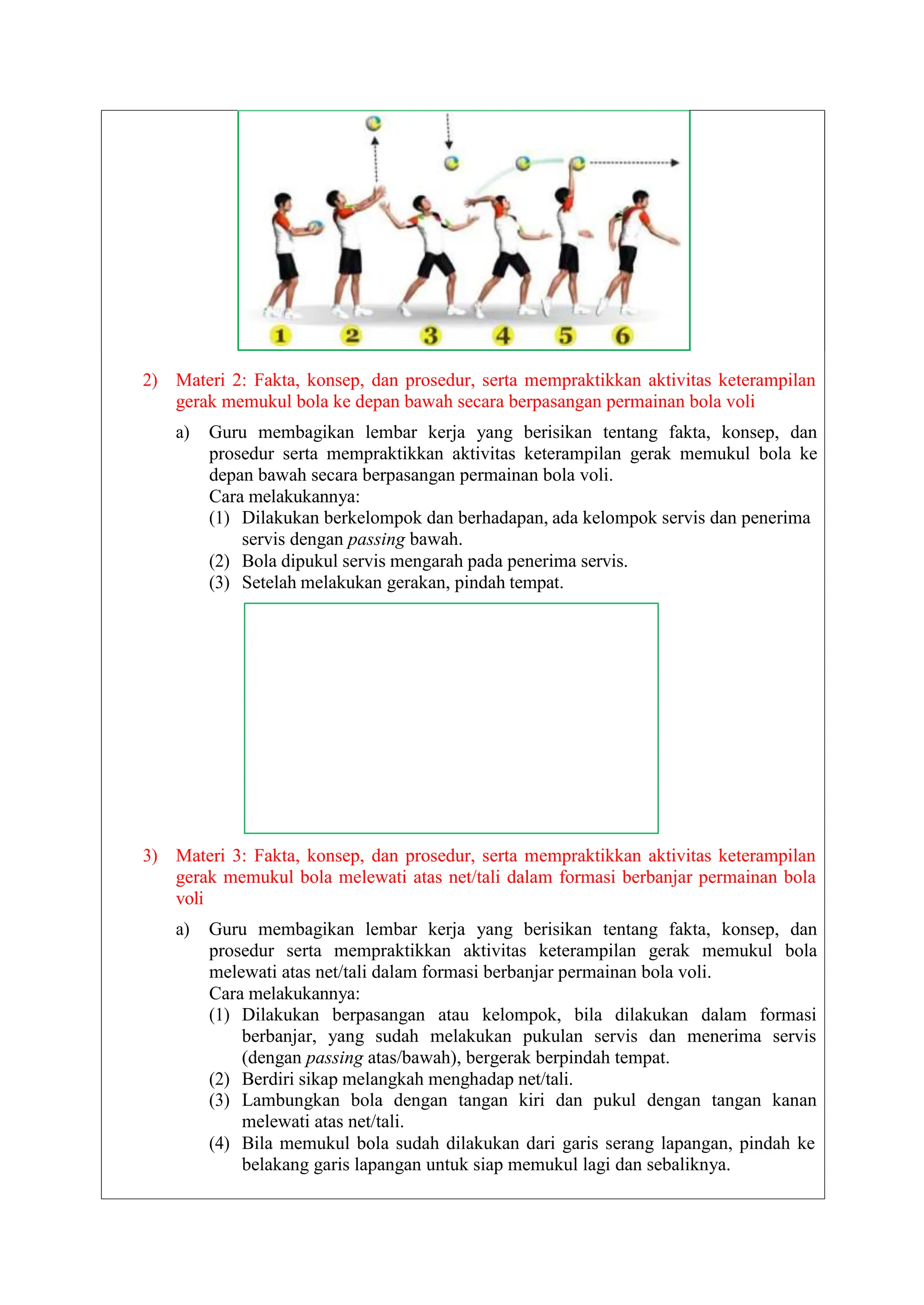 modul PJOK materi pembelajaran permainan bola voli smk kelas 10 | DOCX