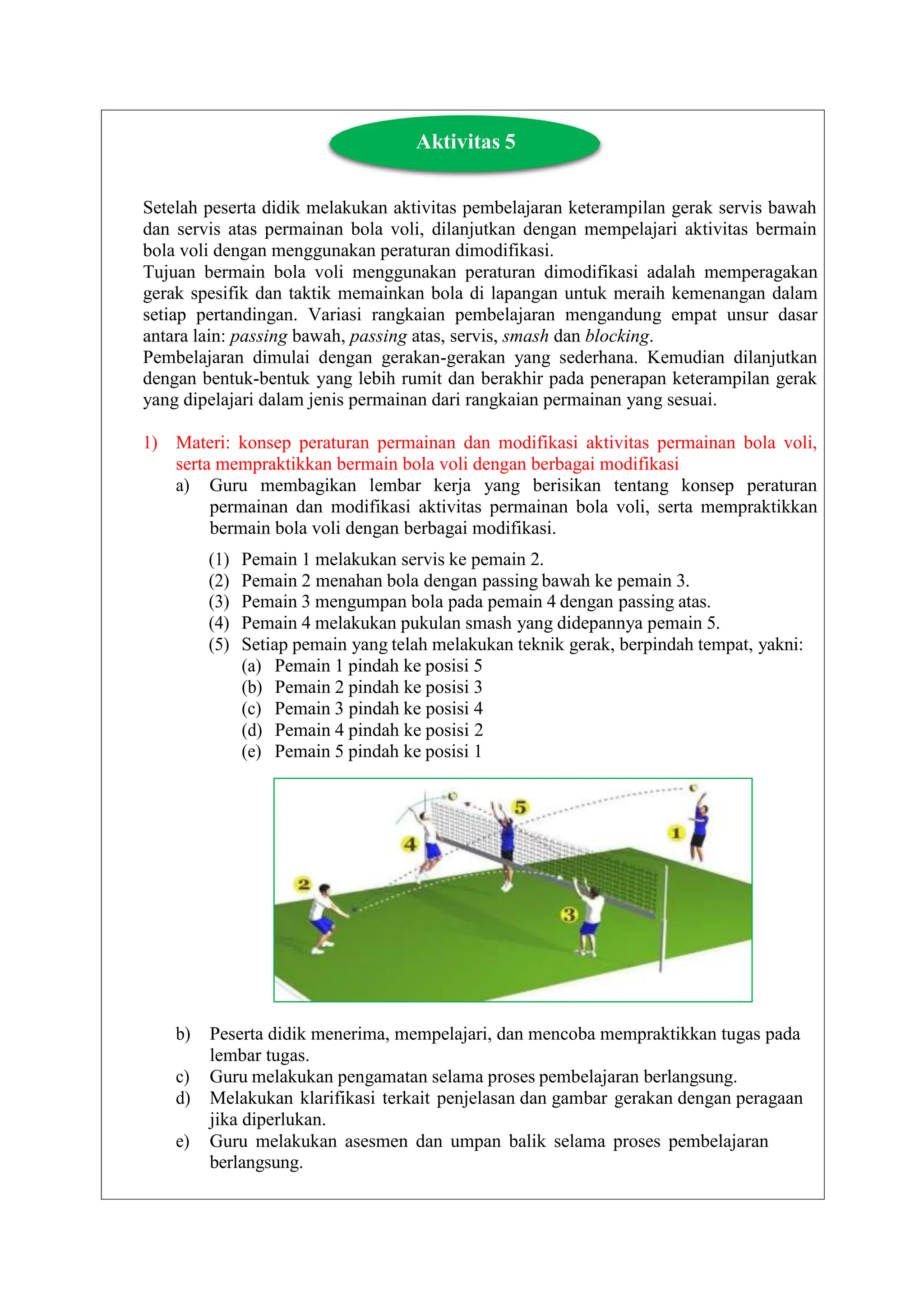 modul PJOK materi pembelajaran permainan bola voli smk kelas 10 | DOCX