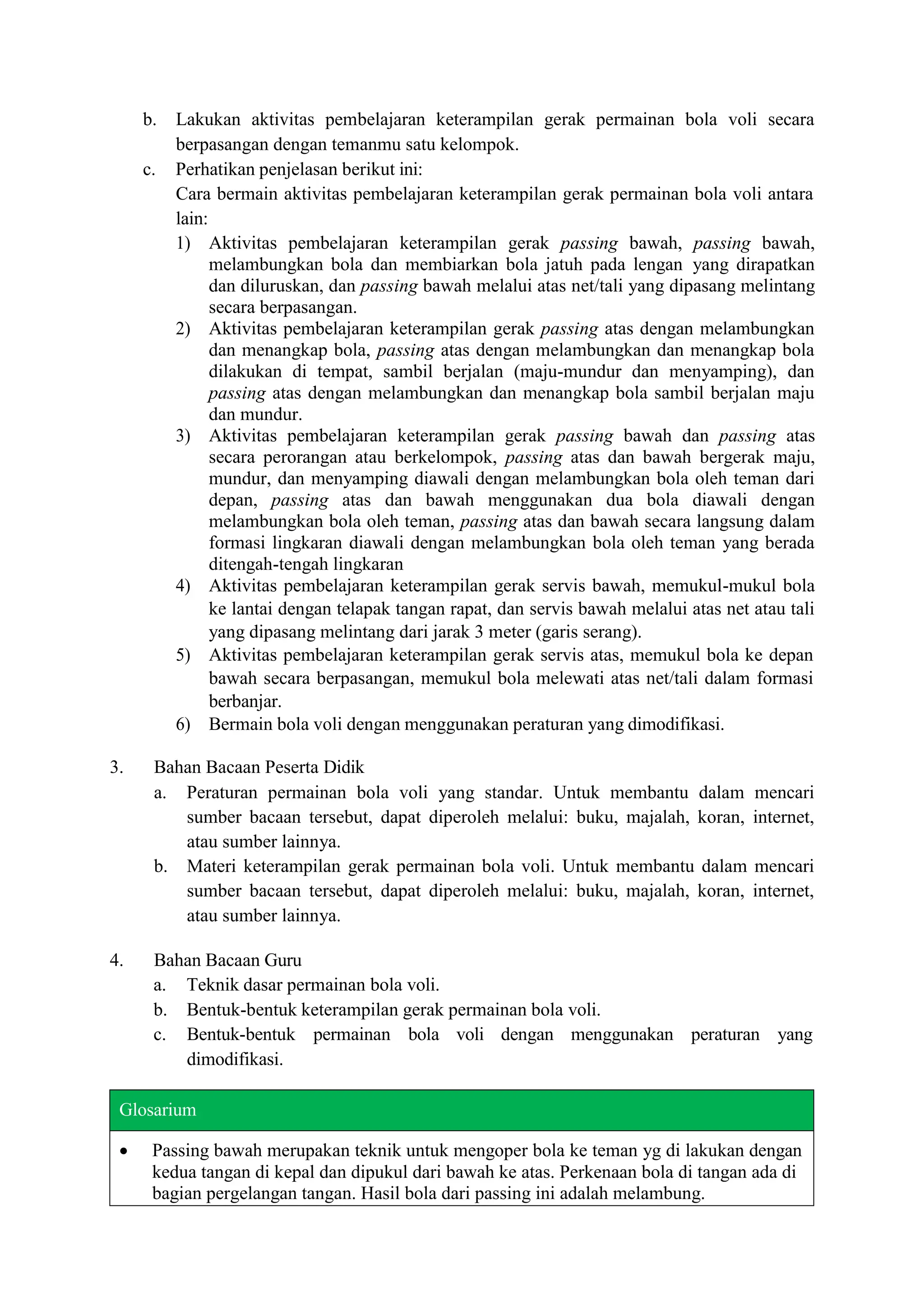 modul PJOK materi pembelajaran permainan bola voli smk kelas 10 | DOCX