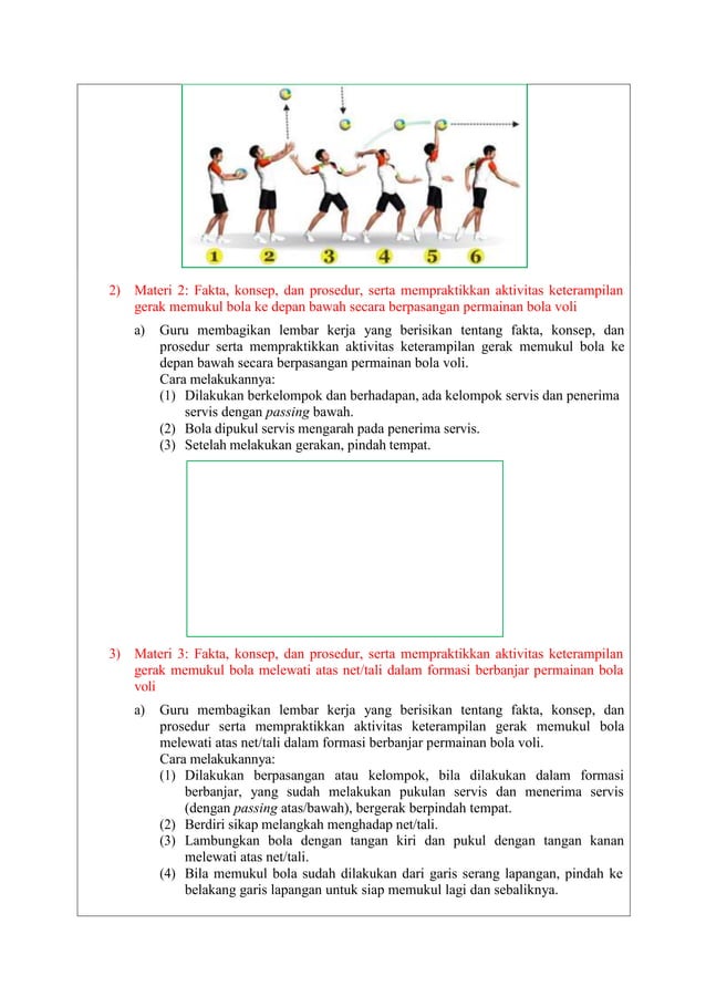 modul PJOK materi pembelajaran permainan bola voli smk kelas 10 | DOCX