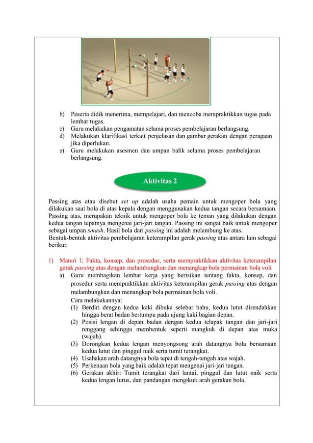 modul PJOK materi pembelajaran permainan bola voli smk kelas 10 | DOCX