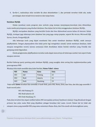 Panduan Pemrograman Berbasis Web dengan HTML, PHP, dan Database MySQL | PDF