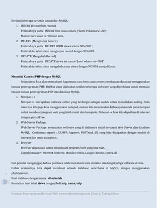 Panduan Pemrograman Berbasis Web dengan HTML, PHP, dan Database MySQL | PDF