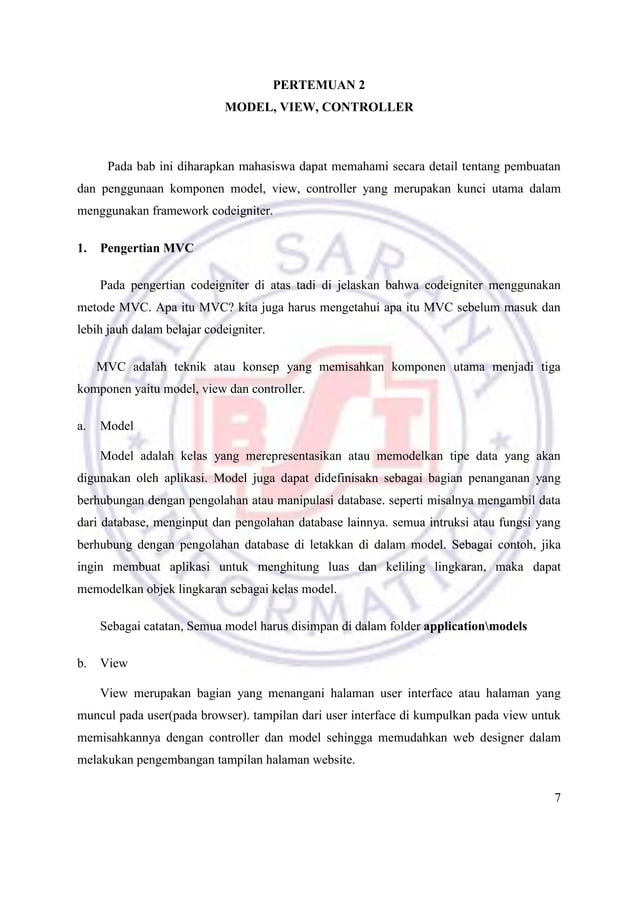 Modul Web Programming - Framework CodeIgniter | PDF