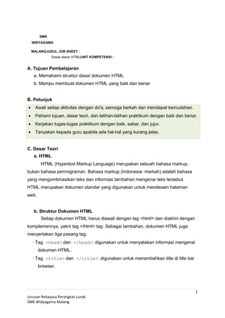Modul web statis dasar | DOC