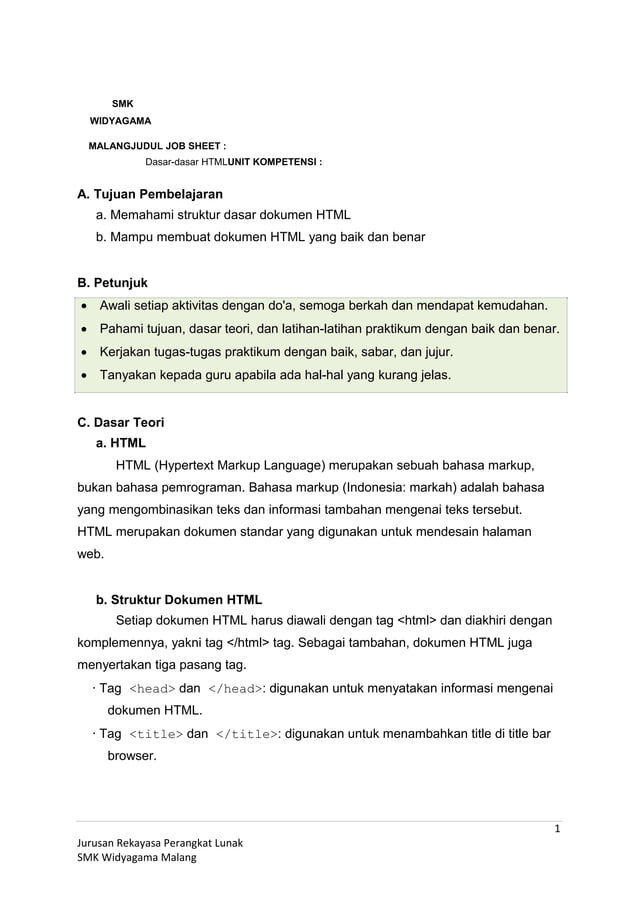 Modul web statis dasar | DOC