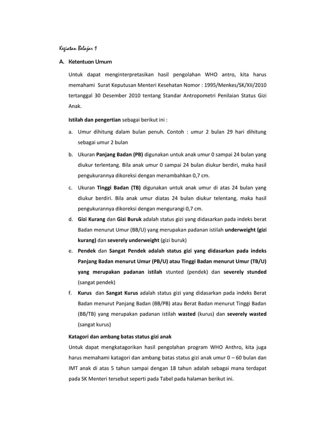 Modul who penilaian status gizi | PDF