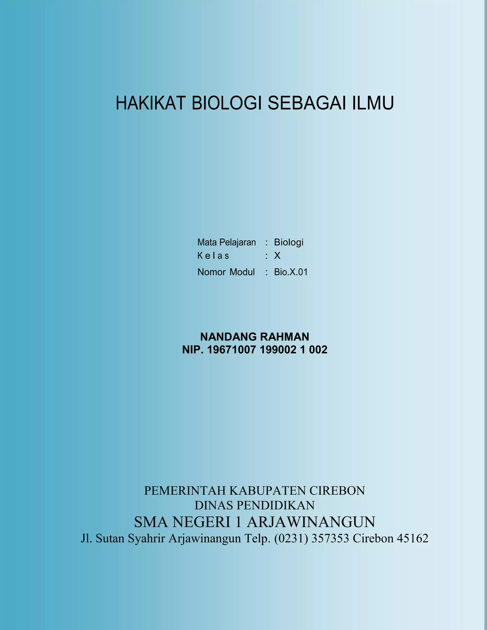 Modul x 1 ruang lingkup biologi | PDF
