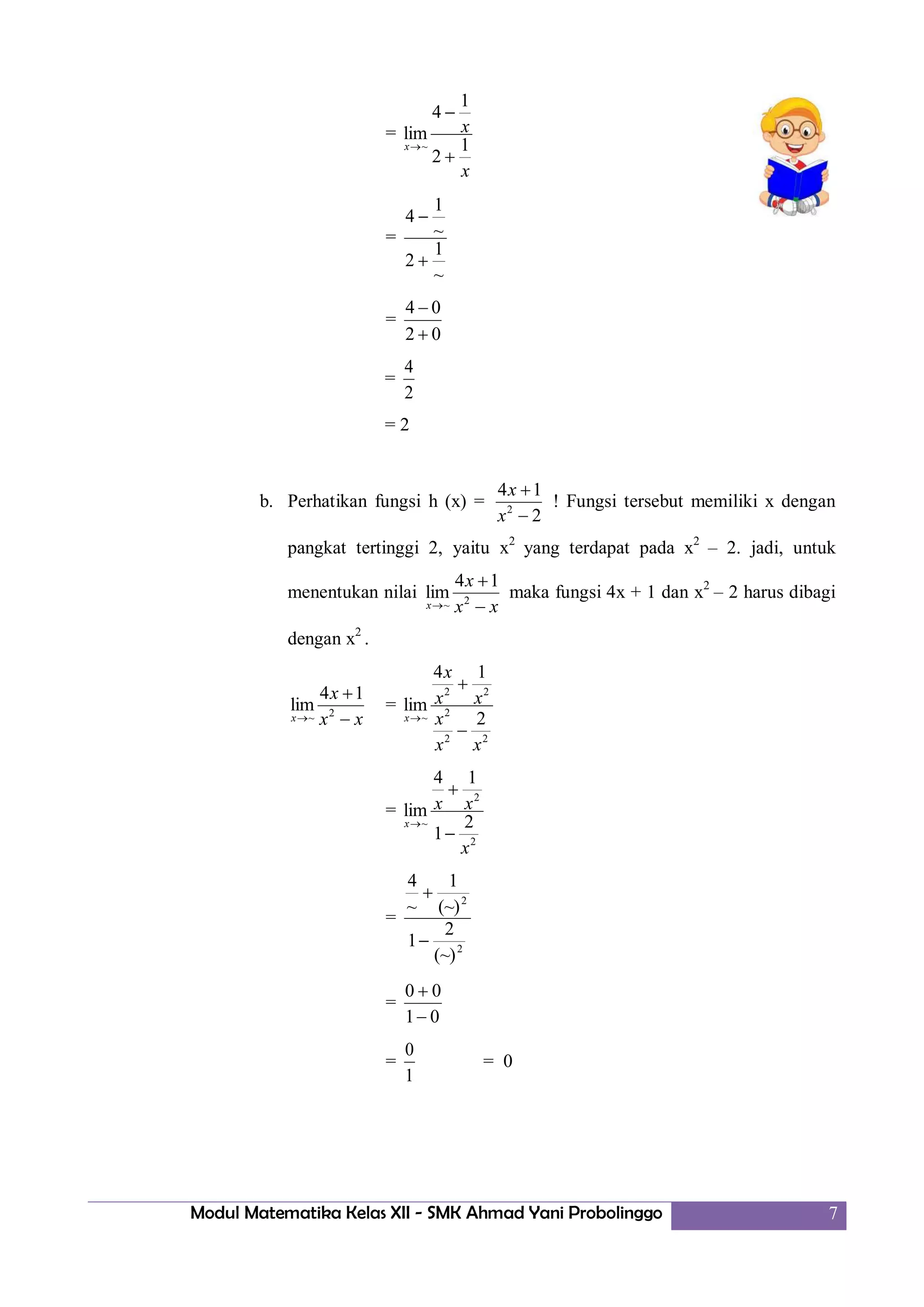 Modul Limit Fungsi Aljabar SMK XII | PDF