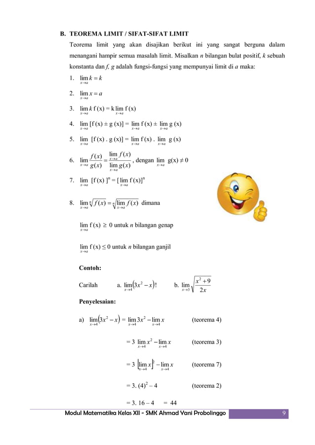 Modul Limit Fungsi Aljabar SMK XII | PDF