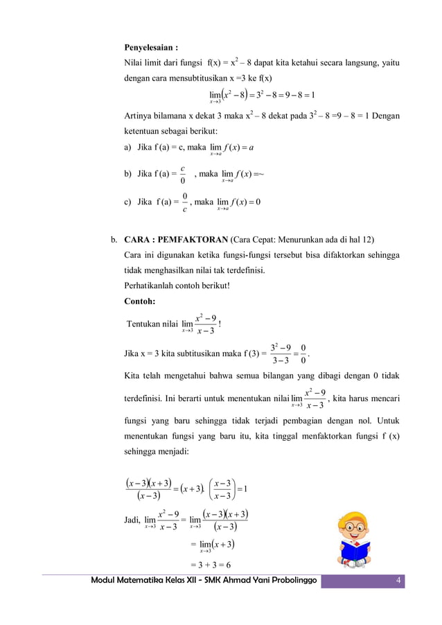 Modul Limit Fungsi Aljabar SMK XII | PDF