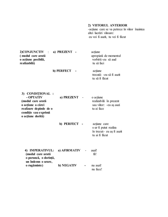 Modurile şi timpurile verbului | DOCX