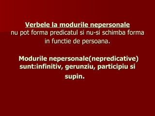 Modurile nepersonale(nepredicative) | PPT