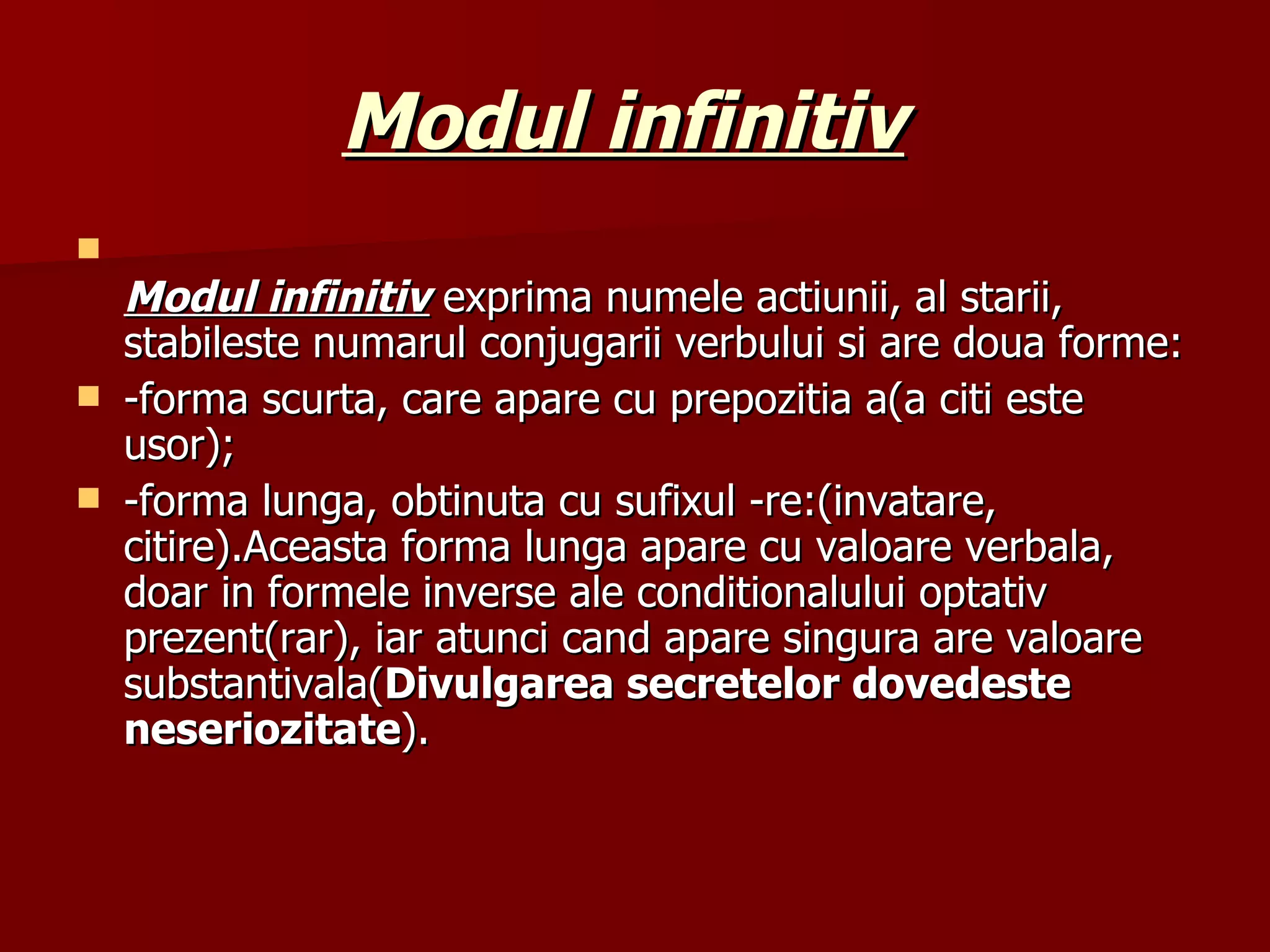 Modurile nepersonale(nepredicative) | PPT