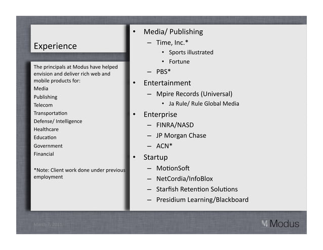 Modus Create Corporate Capabilities | PPT Modus Create Corporate Capabilities | PPT