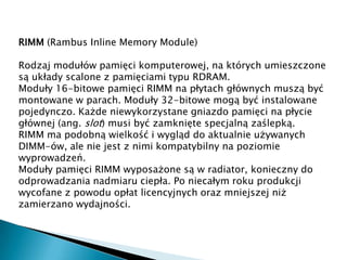 Moduły pamięci ram | PPT