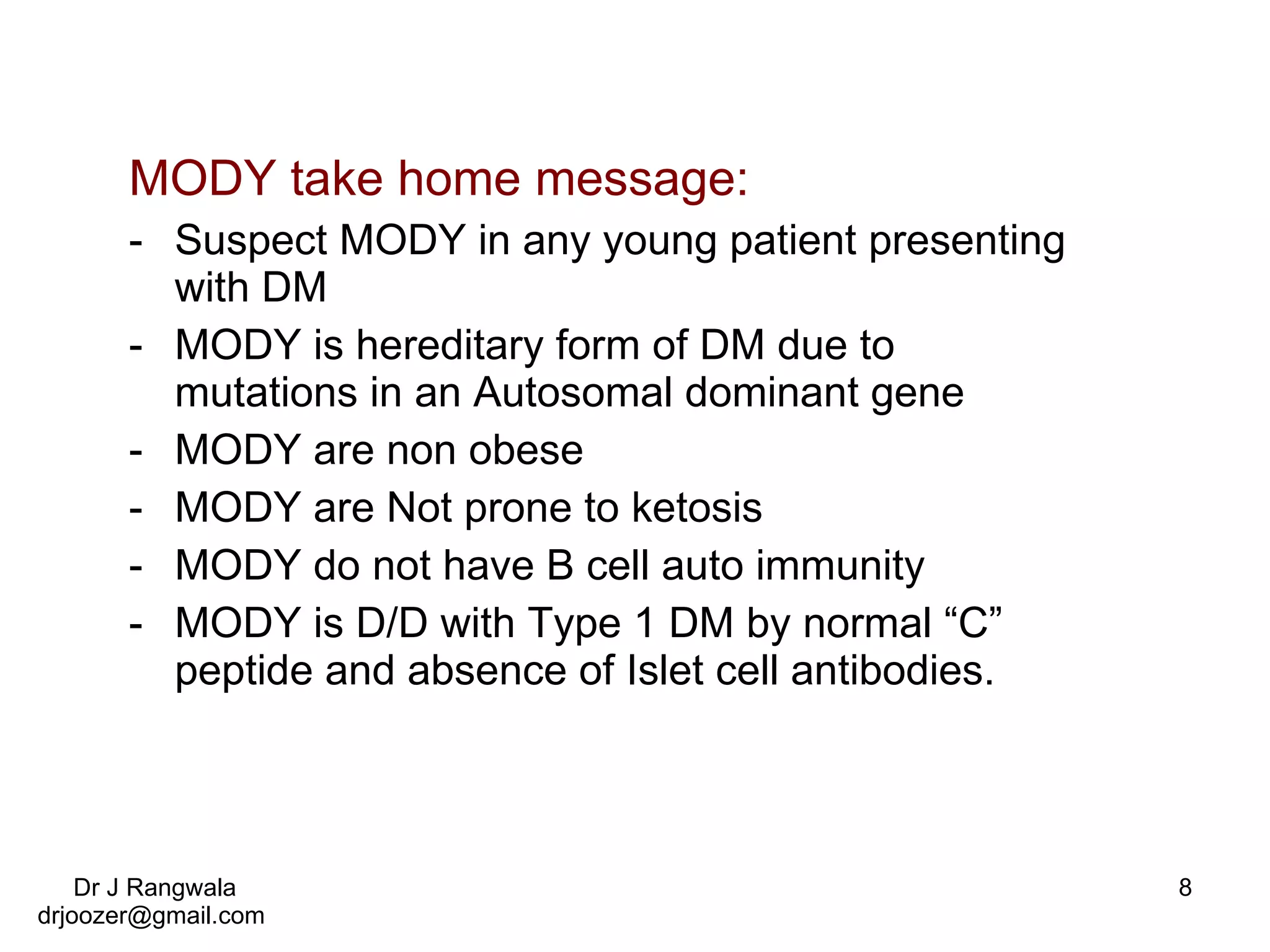 MODY: Maturity Onset Diabetes in Young | PPT