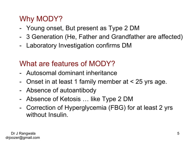 MODY: Maturity Onset Diabetes in Young | PPT | Endocrine and Metabolic ...