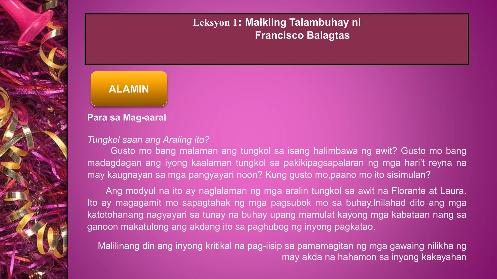 Florante at Laura Filipino 8 MODYUL-1-4TH-KWARTER.pptx Florante at Laura Filipino 8 MODYUL-1-4TH-KWARTER.pptx