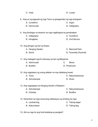Modyul 03 ang mga unang kabihasnan | PDF