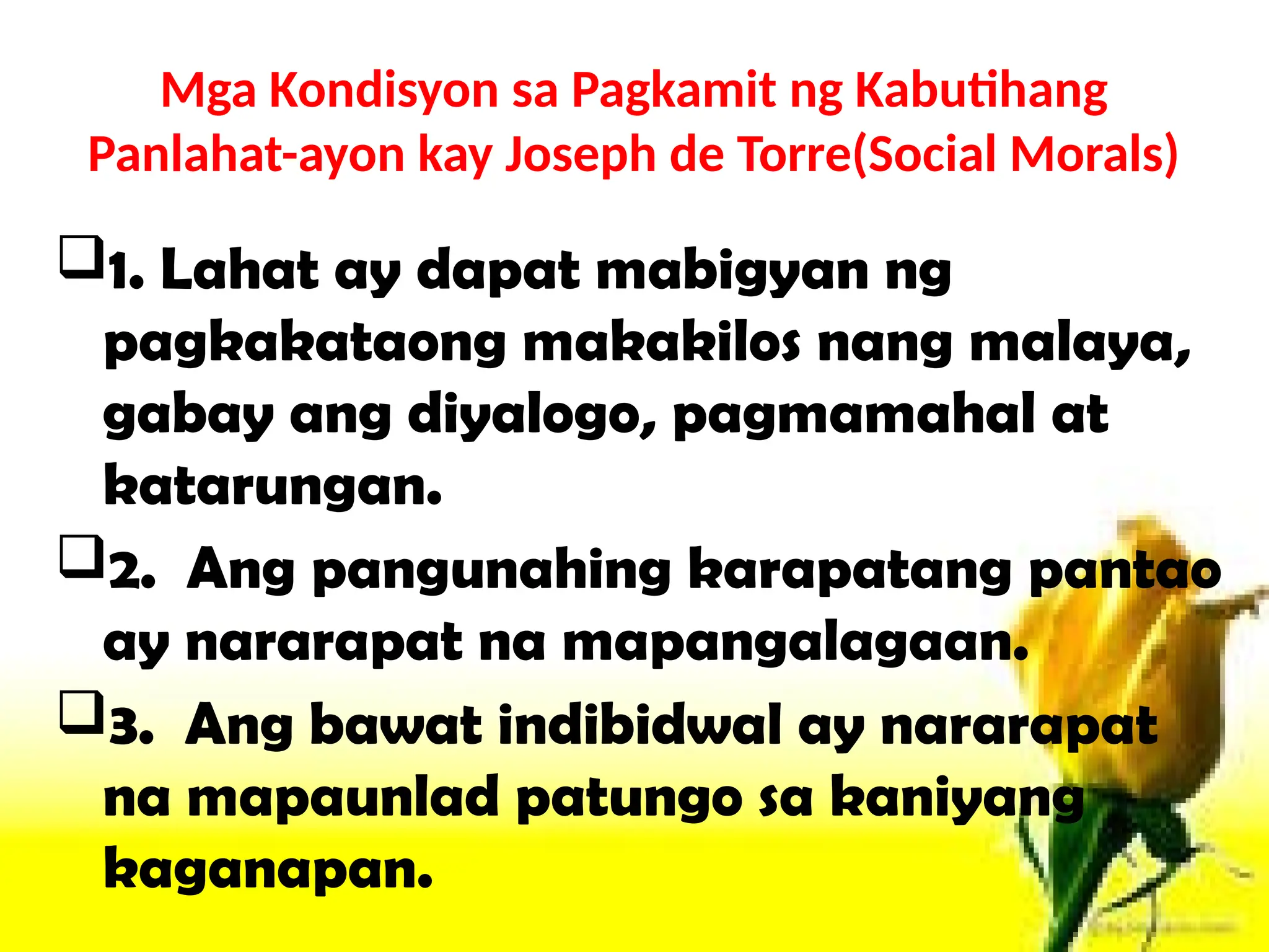 EsP 9: Modyul 1 LAYUNIN NG LIPUNAN:KABUTIHANG ANLAHAT | PPTX