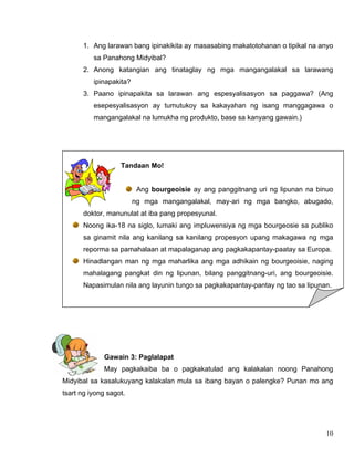 Modyul 10 bourgeoisie, merkantelismo at monarkiyang nasyona | PDF
