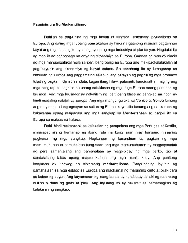 Modyul 10 bourgeoisie, merkantelismo at monarkiyang nasyona | PDF