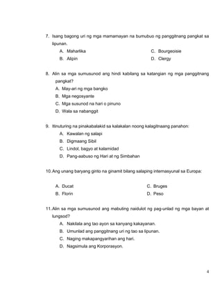 Modyul 10 bourgeoisie, merkantelismo at monarkiyang nasyona | PDF