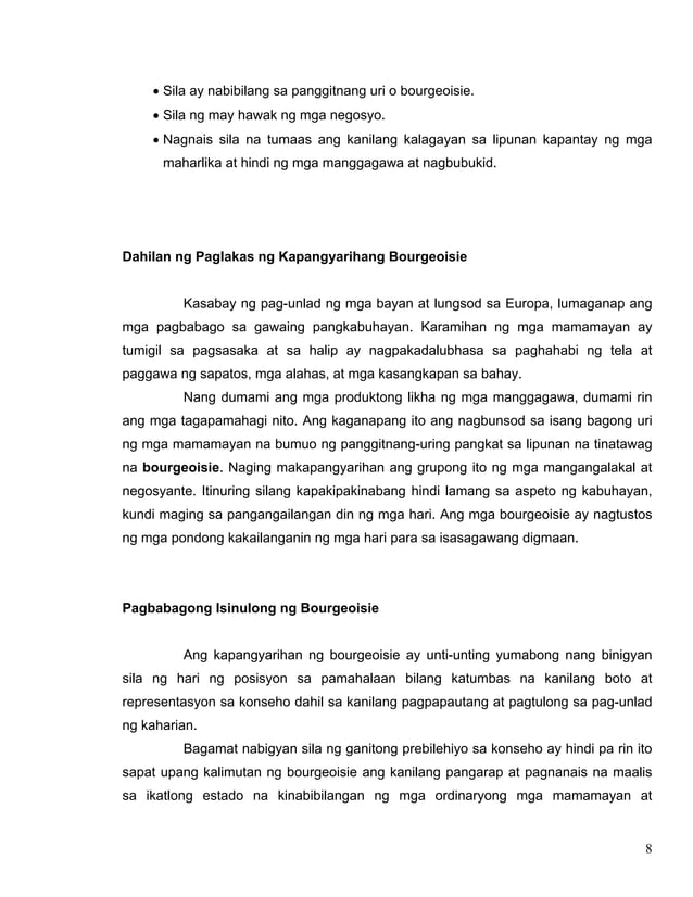 Modyul 10 bourgeoisie, merkantelismo at monarkiyang nasyona | PDF