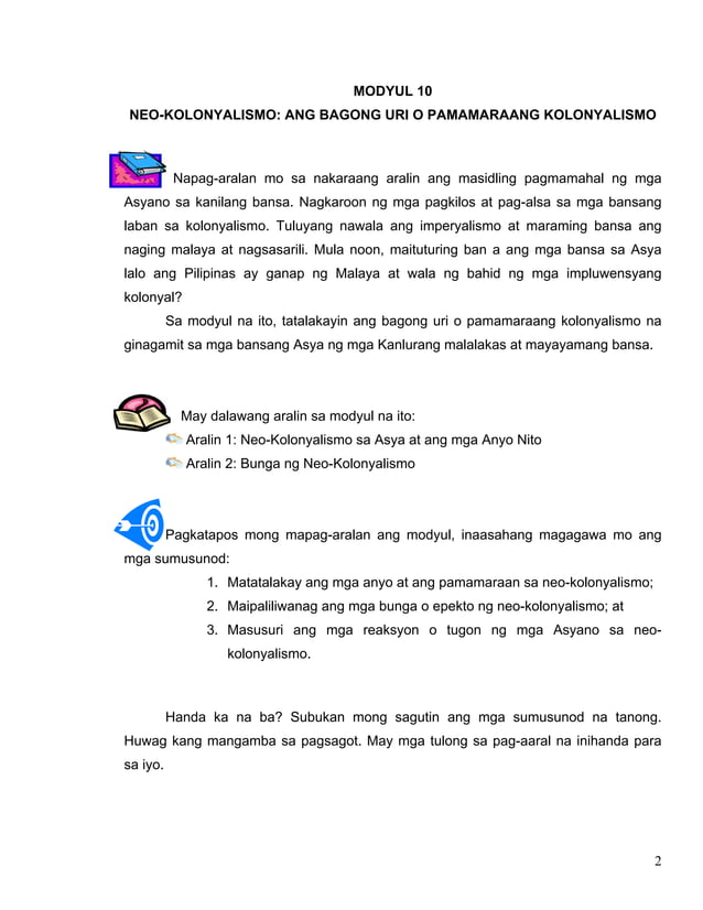 Modyul 10 neo-kolonyalismo ang bagong uri o pamamaraang ko (1) | PDF