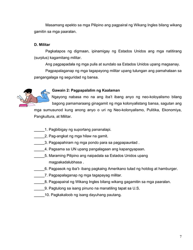 Modyul 10 neo-kolonyalismo ang bagong uri o pamamaraang ko (1) | PDF