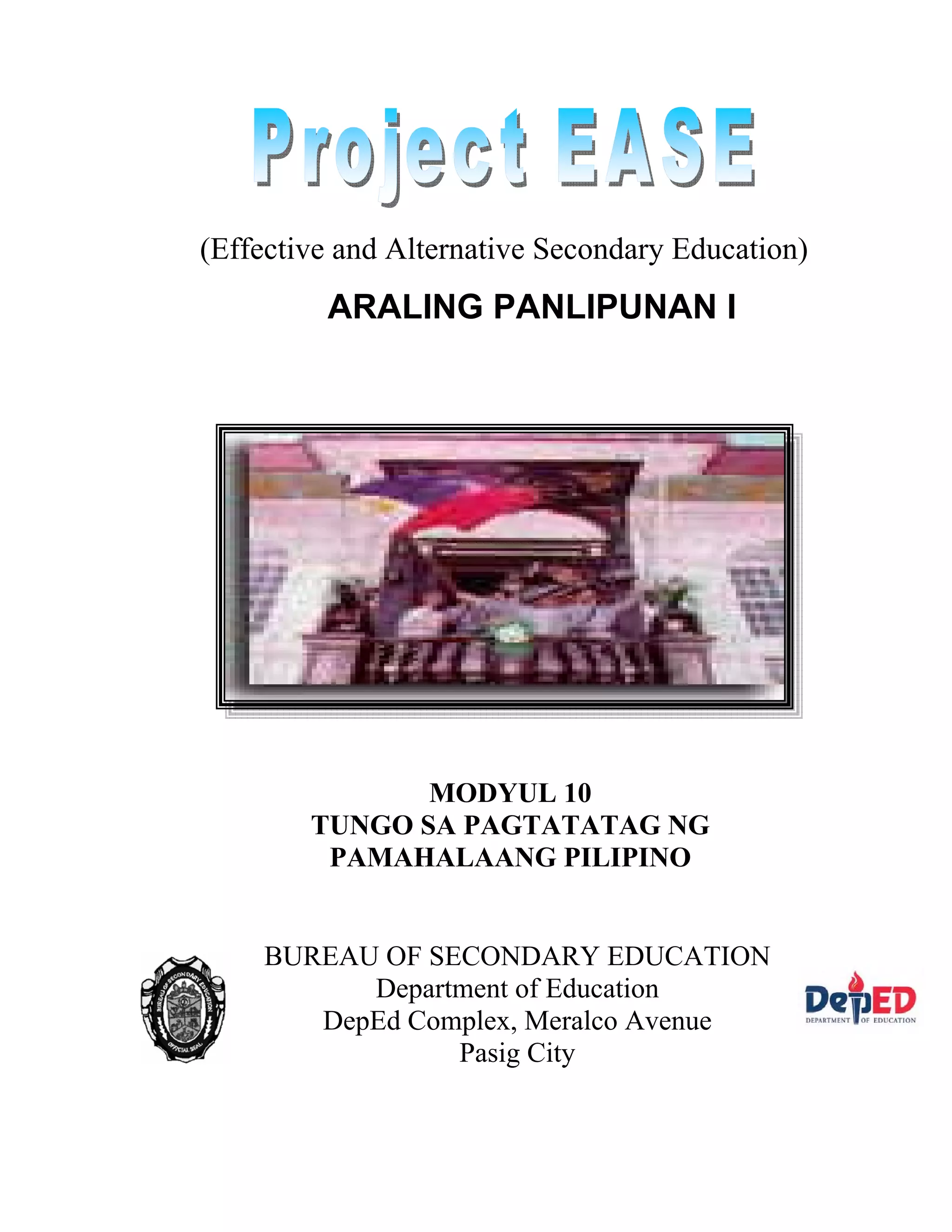 Modyul 10 tungo sa pagtatatag ng pamahalang pilipino | PDF