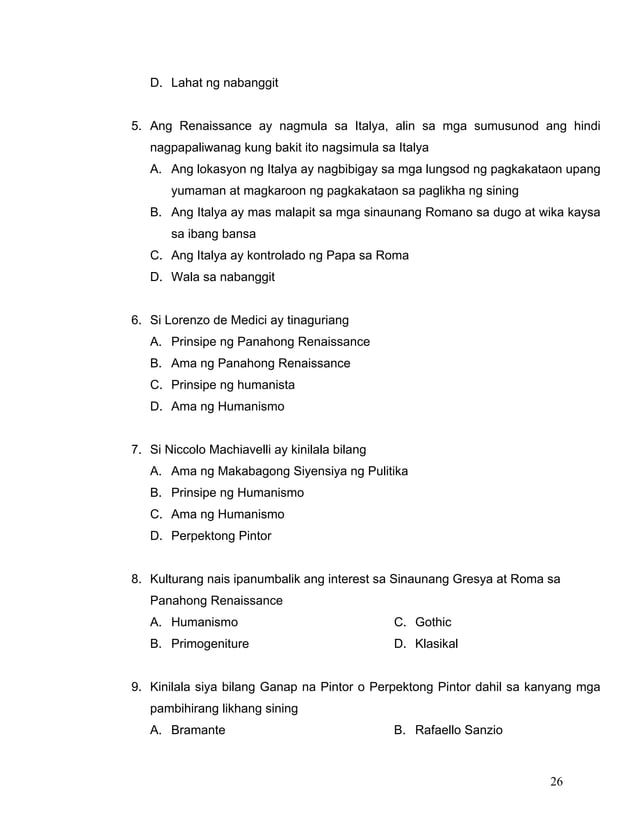 Modyul 11 ang renaissance muling pagsilang- | PDF