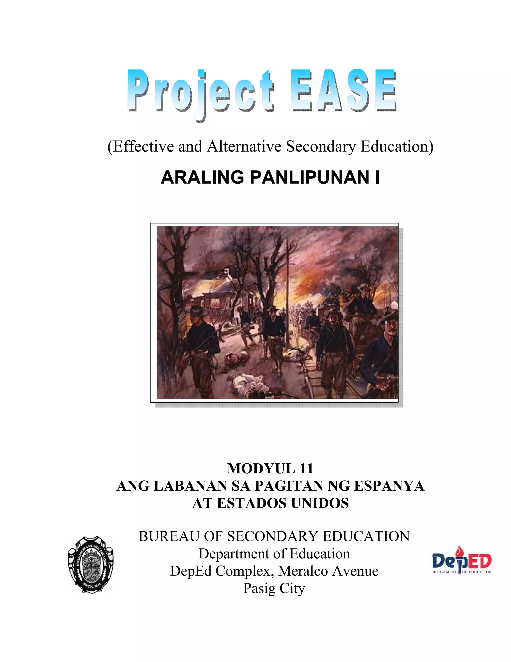 Modyul 11 ang labanan sa pagitan ng espanya at estados unidos | PDF