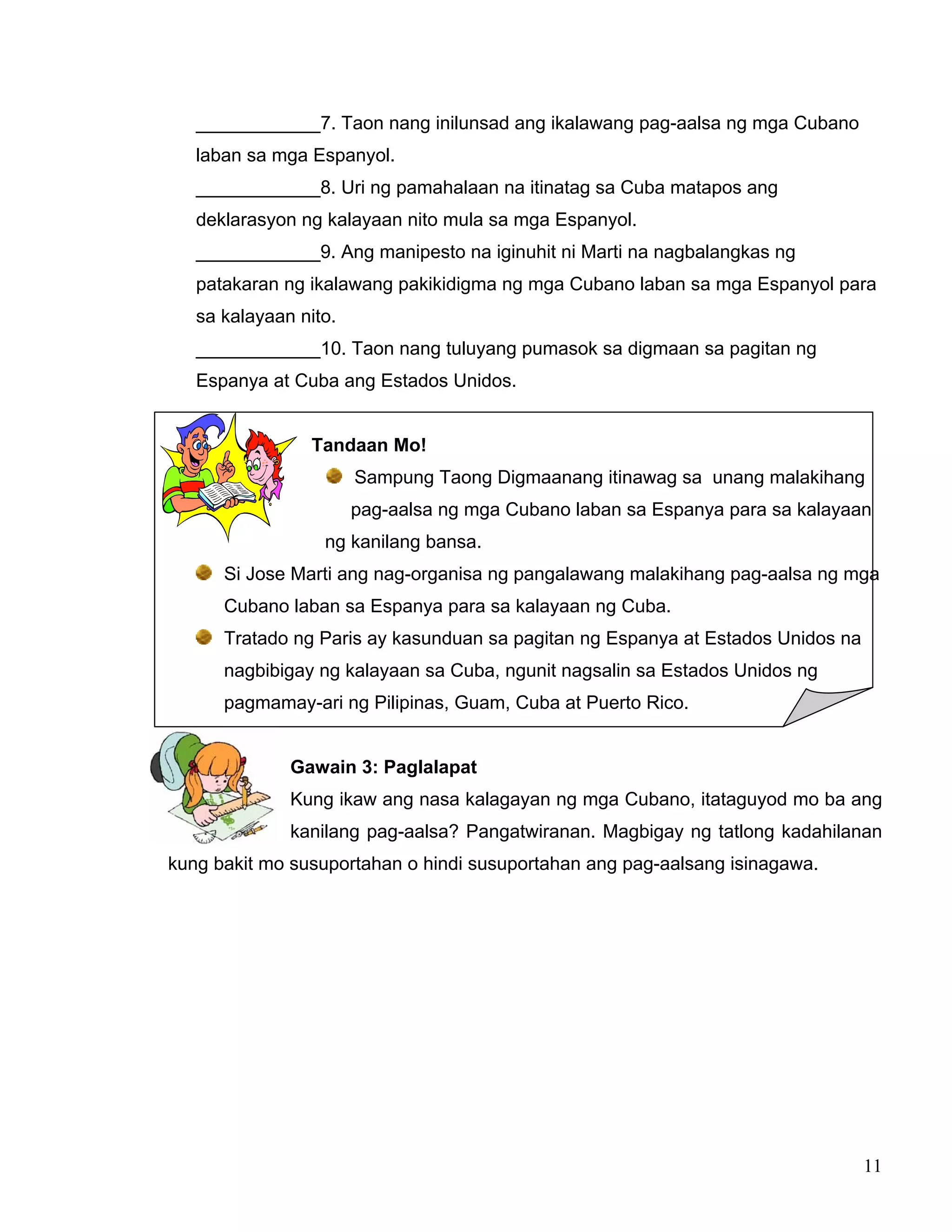 Modyul 11 ang labanan sa pagitan ng espanya at estados unidos | PDF